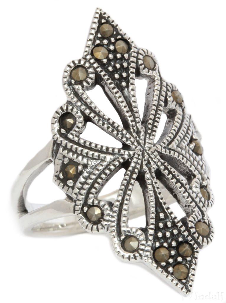 WINDALF Damen Statement Ring AUREA 29 mm Markasit Schmuck Ornamentik ...
