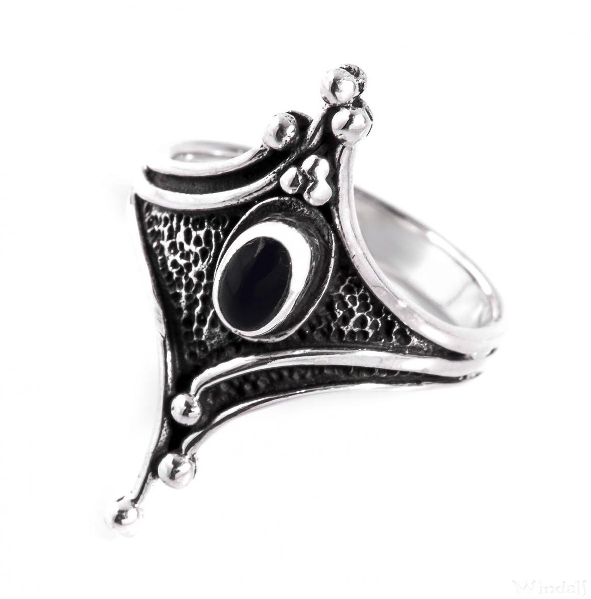 WINDALF Langer Statement Damen Ring TALINA 23 mm Gothic Schmuck Onyx ...