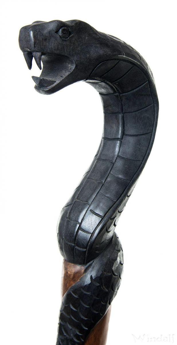 WINDALF Schwarzer Alchemisten Wanderstab MANDRA 180 cm Schlange ...