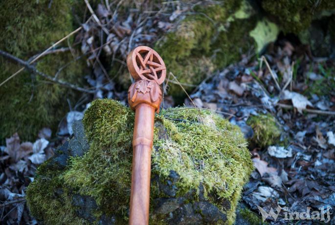 WINDALF Pagan Magier Wanderstab STAR 130 cm Schutz Pentagramm ...