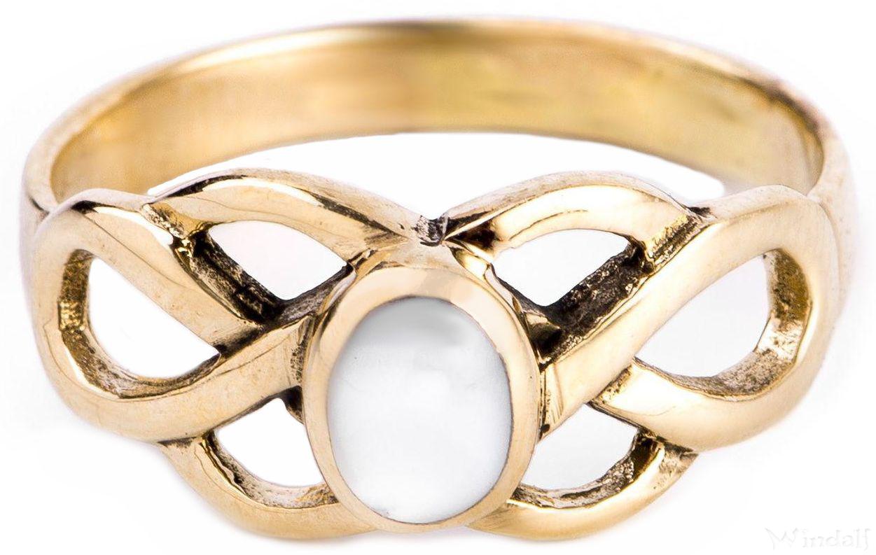 WINDALF Keltischer Ring BRIGANTIA 8 mm Celtic Knoten & Perlmutt Bronze ...