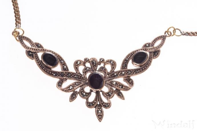 Gotische Halskette ~ ALADRIA ~ h: 4.5 cm - Mittelalter-Schmuck - Onyx ...