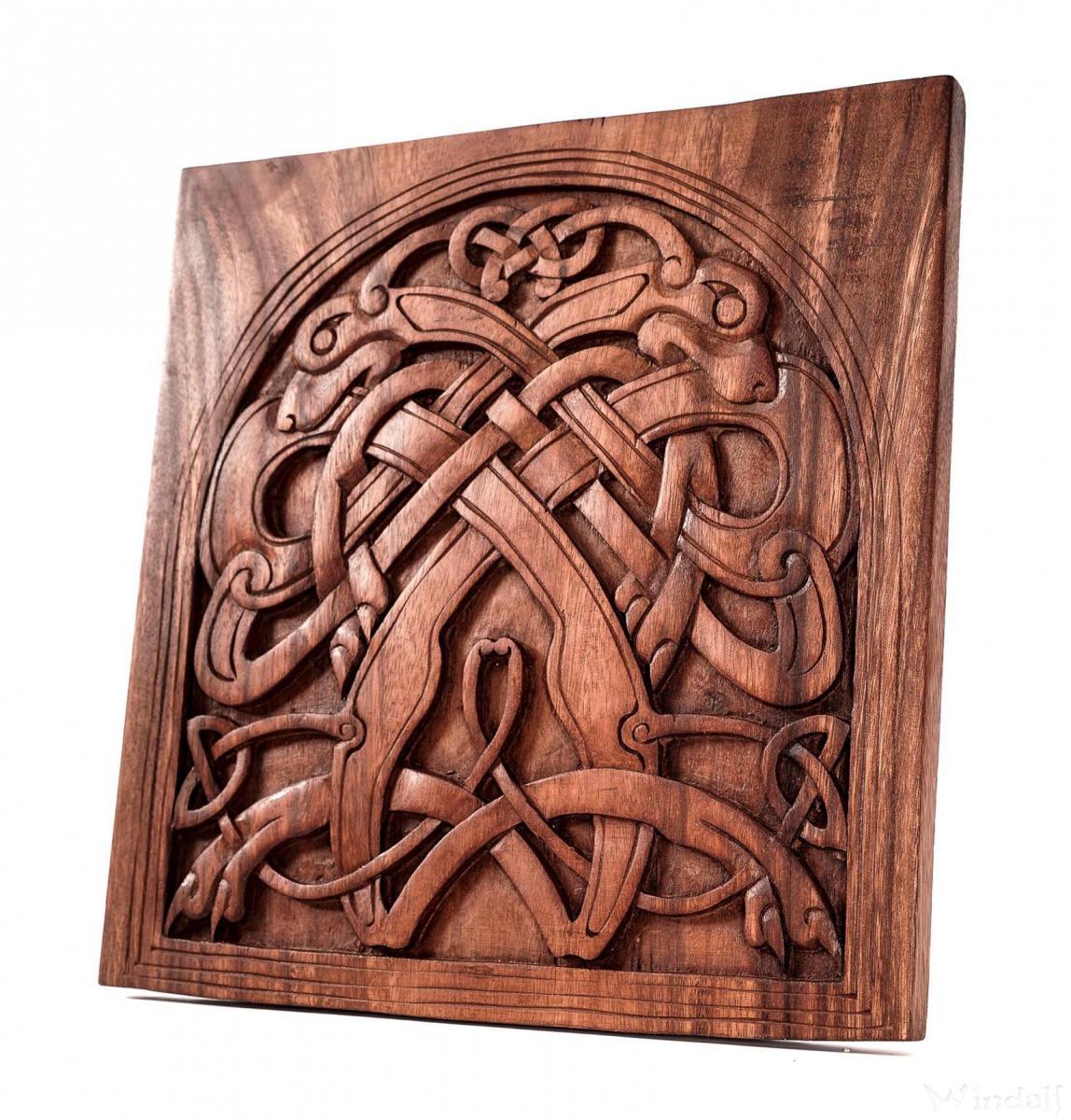 WINDALF Großes Vikings Holzbild CULLAIN VIKING WOOD ART 32 cm ...